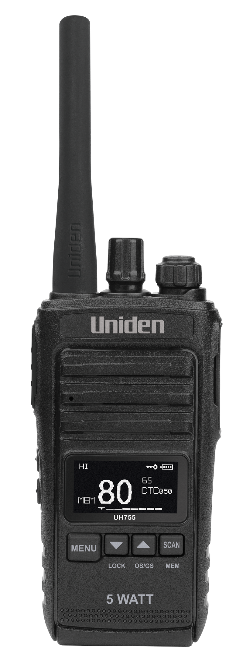 UH755 | 5 Watt UHF CB Splashproof Handheld Radio – Uniden